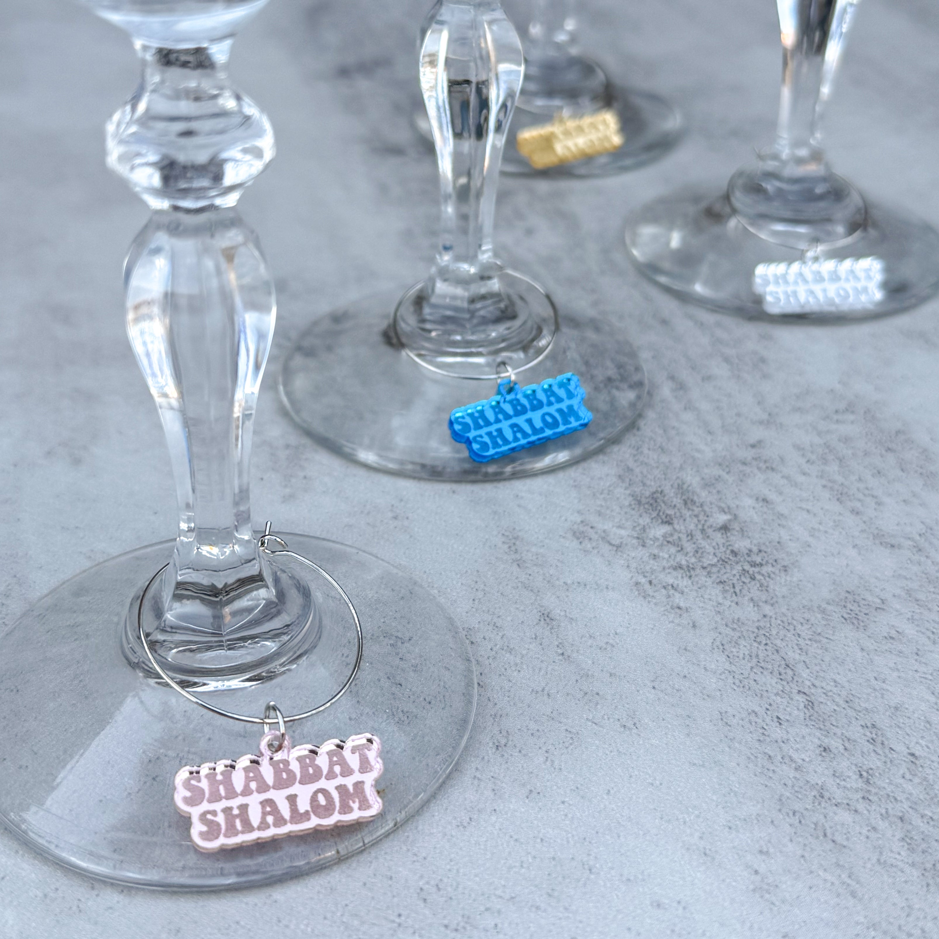 Shabbat Shalom Wine Charms (Set of 4) – Kysslev